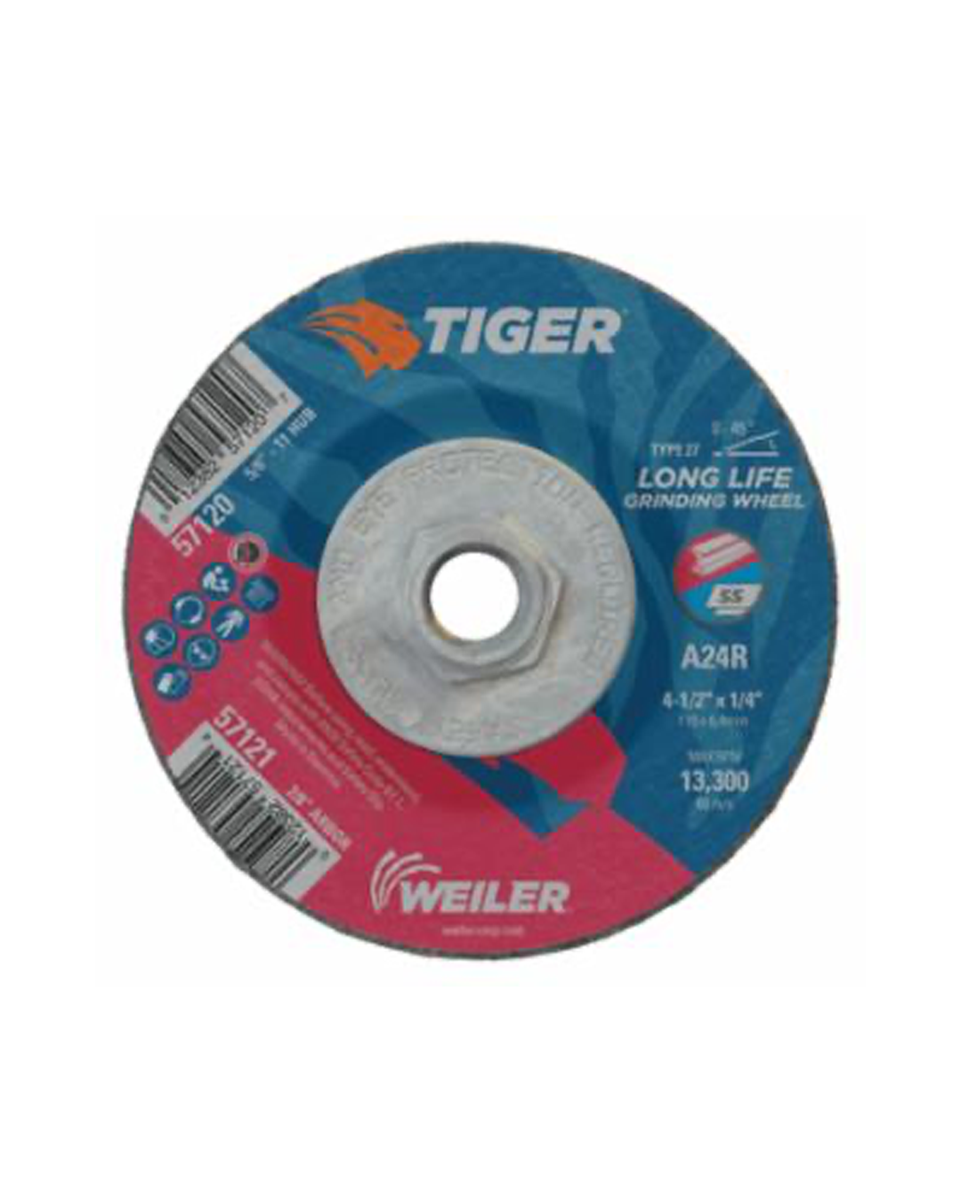 WEILER Tiger 4 1 2 X 1 4 X 5 8 11 Grinding Wheel With Threaded Hub WEILER Tiger 4 1 2 X 1 4 X 5 8 11 Grinding Wheel With Threaded Hub