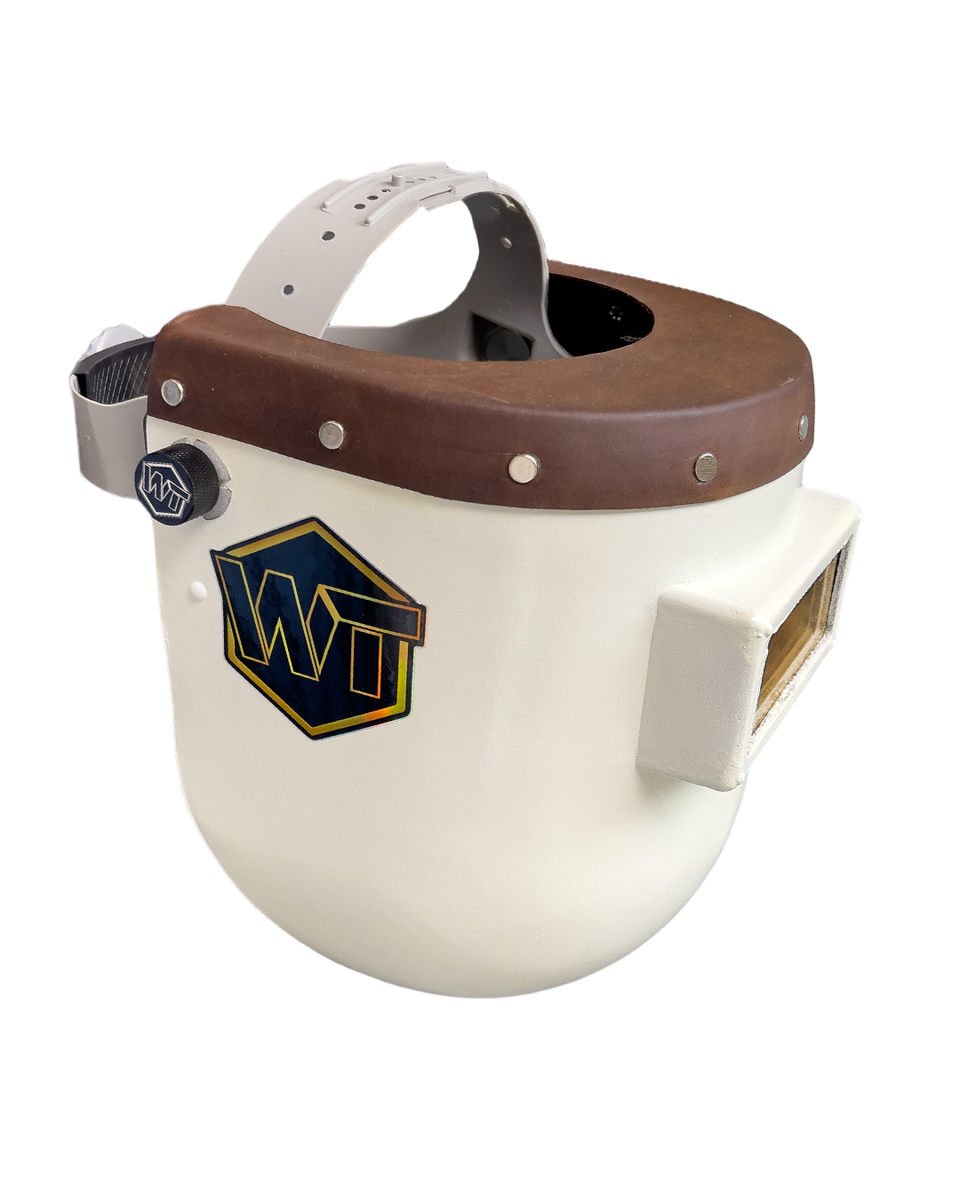 Chopped Leather Top PIPELINER Welding Helmet, NO-CUT Bottom with Alumi ...