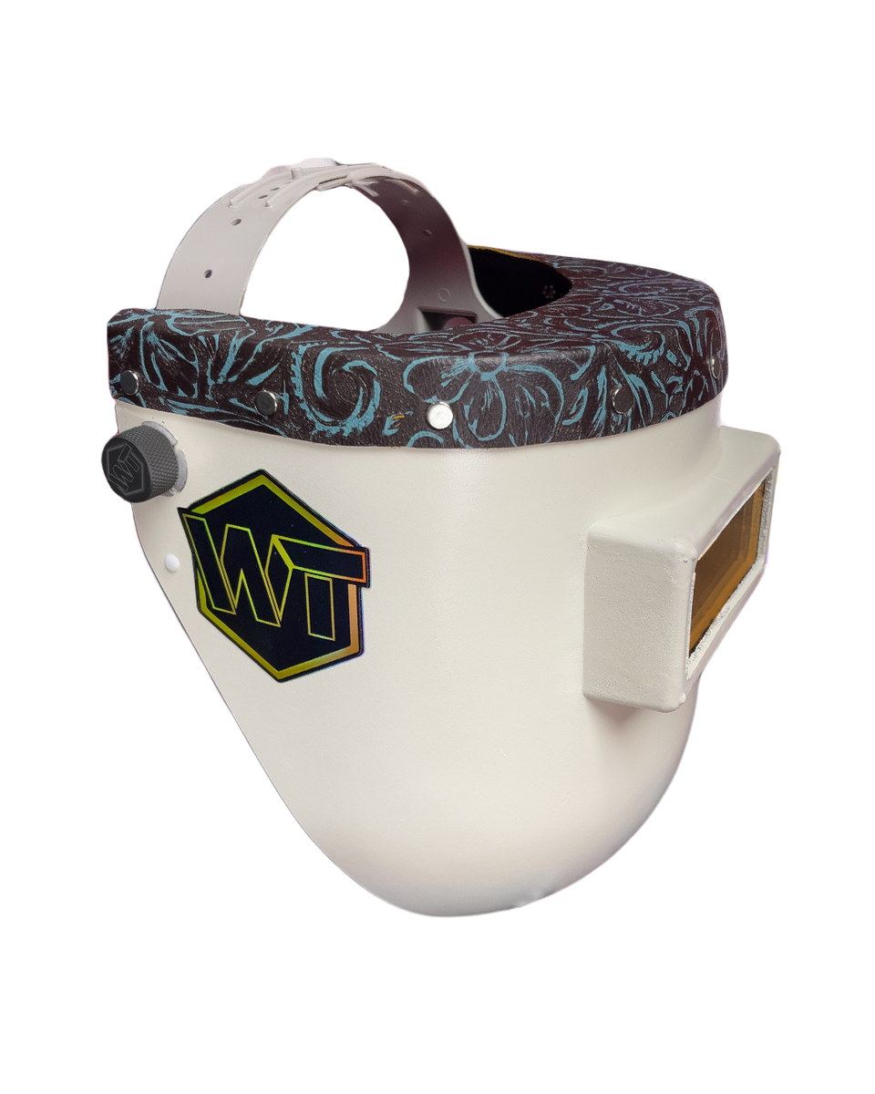 Chopped Leather Top PIPELINER Welding Helmet, SLIM CUT Bottom with Alu ...