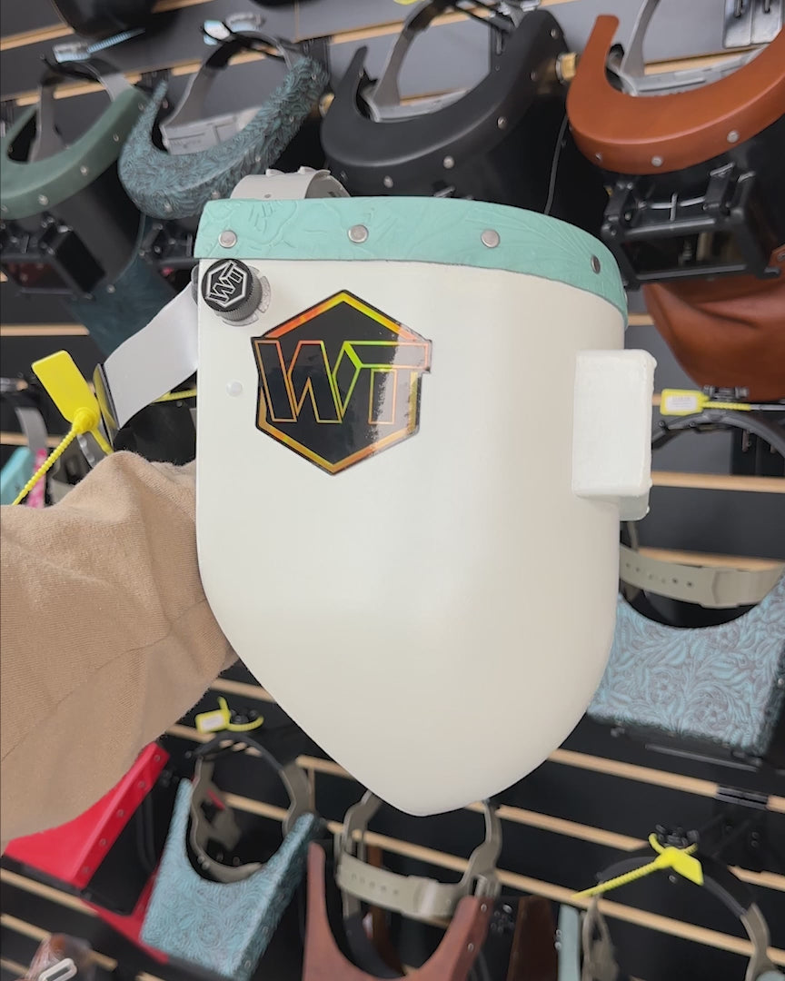 Chopped Leather Top PIPELINER Welding Helmet, NO-CUT Bottom with Alumi ...